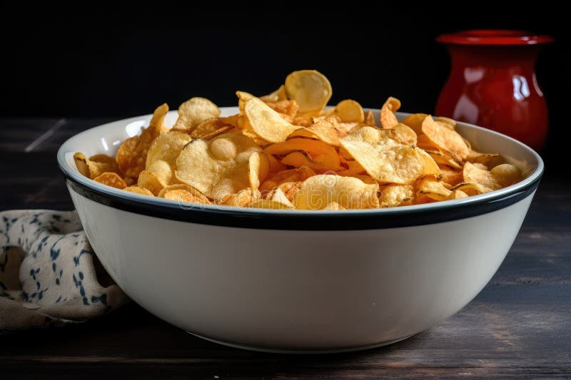 Bowl of Crispy Chips, Ready for Stacking or Sprinkling with Salt and ...