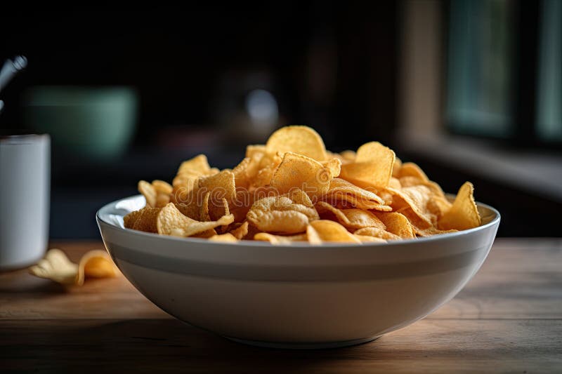 Bowl of Crispy and Crunchy Chips, Ready for Munching Stock Illustration ...