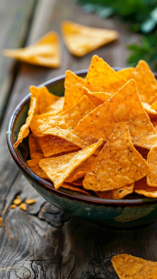 Bowl of Crunchy Nacho Chips. Generative Ai Stock Illustration ...