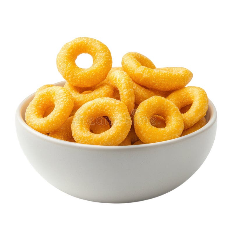 Bowl of Crunchy Ring Snacks Isolated on Transparent Background Stock ...
