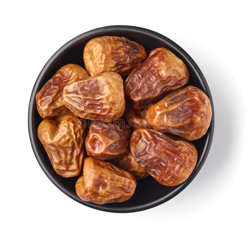 Plate of Pitted Dates on a White Wooden Background. Top Vie Stock Image ...