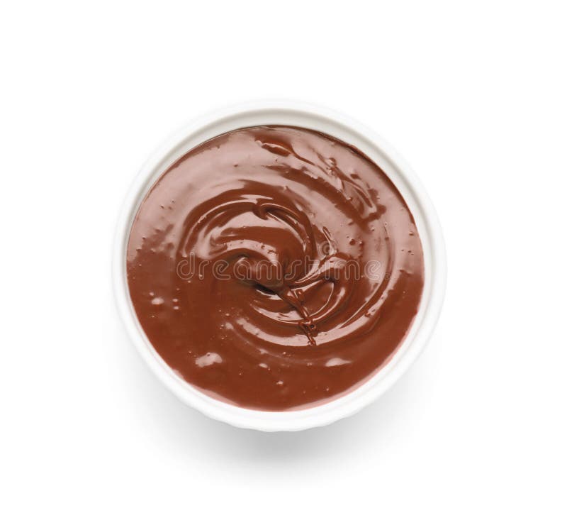 Bowl of Delicious Chocolate Paste Isolated on White, Top View Stock ...