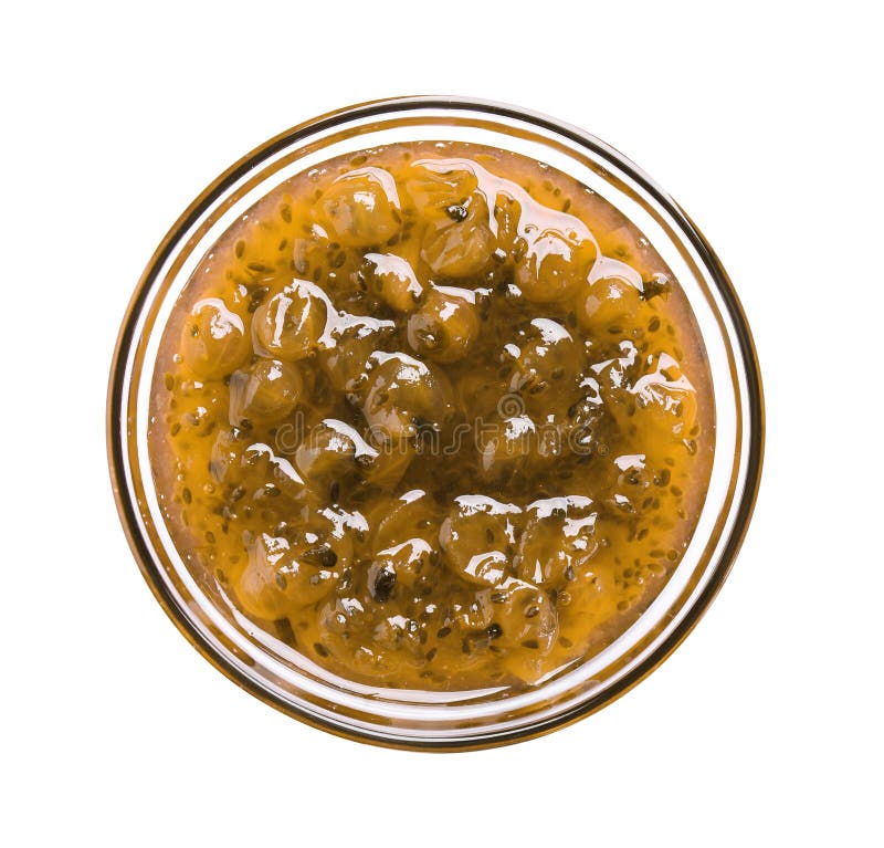 Bowl of Delicious Gooseberry Jam Isolated on White, Top View Stock ...