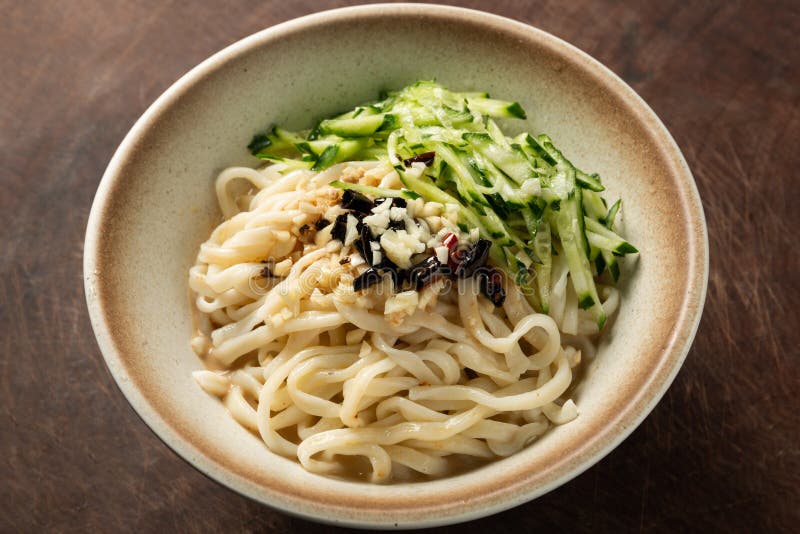 A Bowl of Delicious Mahjong Cold Noodles Stock Photo - Image of slice ...