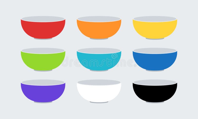 Bowl, Dish. Set of Colored Plates. Kitchen Food Icon, Symbol Design ...