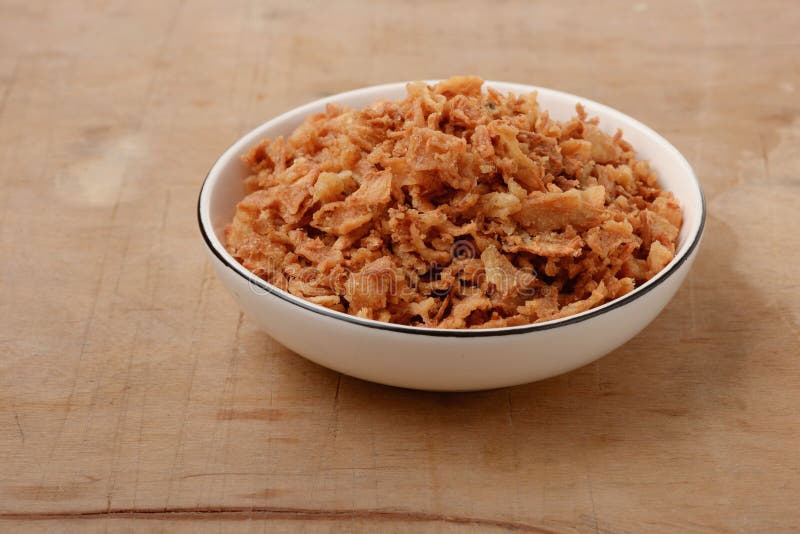 Bowl of Dried Fried Onion Flakes Stock Image - Image of dried ...