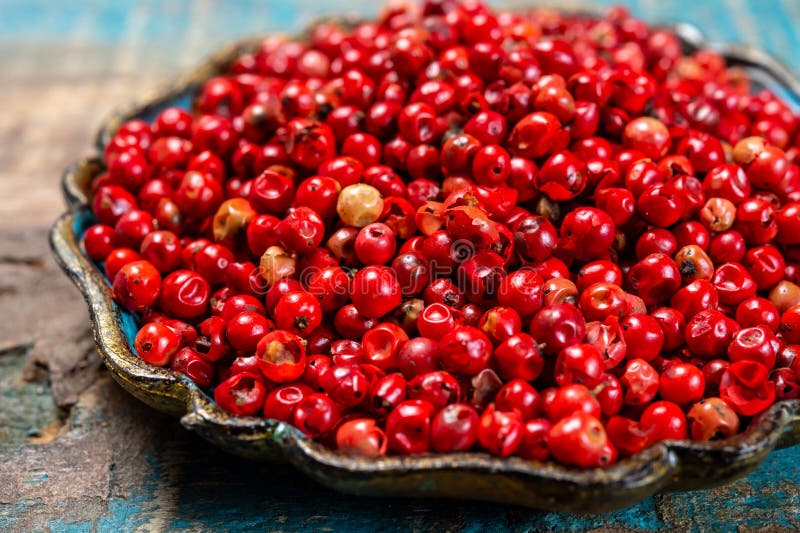 Bowl with Dried Red Round Peppers Stock Photo - Image of round, corn ...