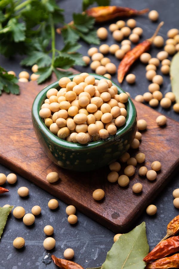 Bowl of dried soy beans stock image. Image of photograph - 206343359