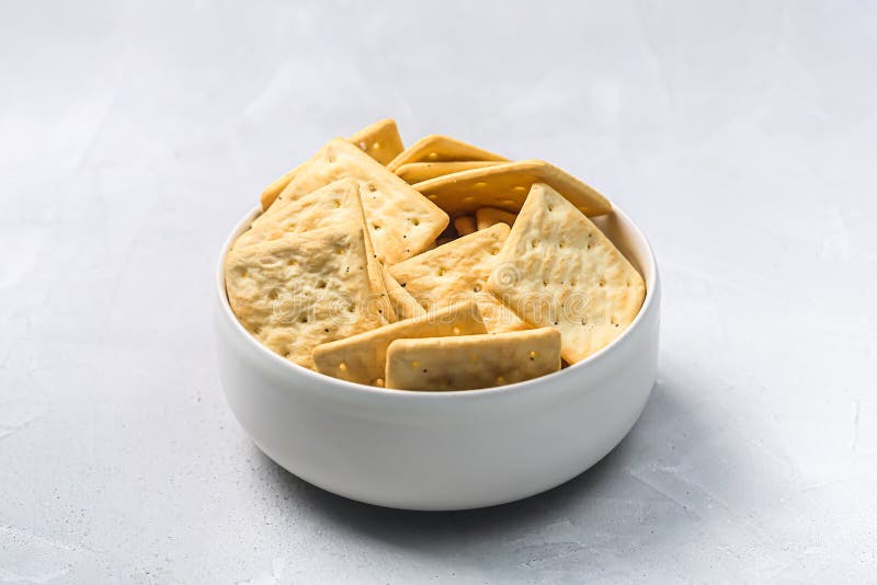Bowl of Dry Crackers Isolated on Gray Background with Shadow Stock ...