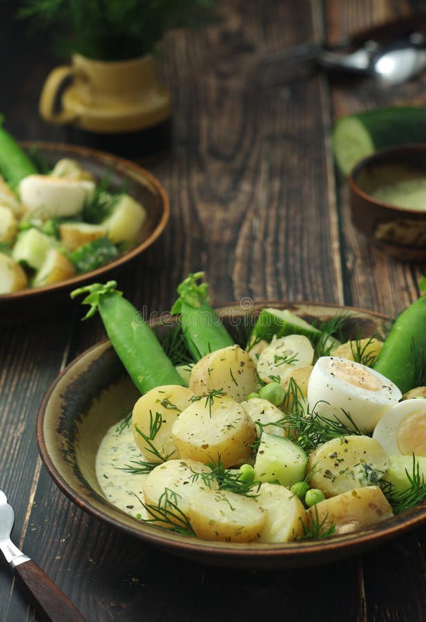 A Bowl with Farming Summer Salad in Rustic Style Stock Image - Image of ...