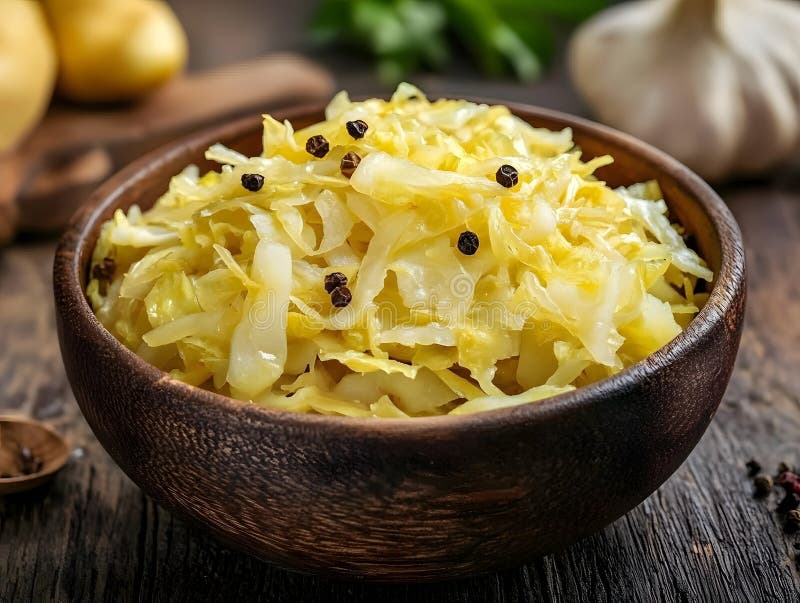 A Bowl of Fermented Cabbage Stock Illustration - Illustration of ...
