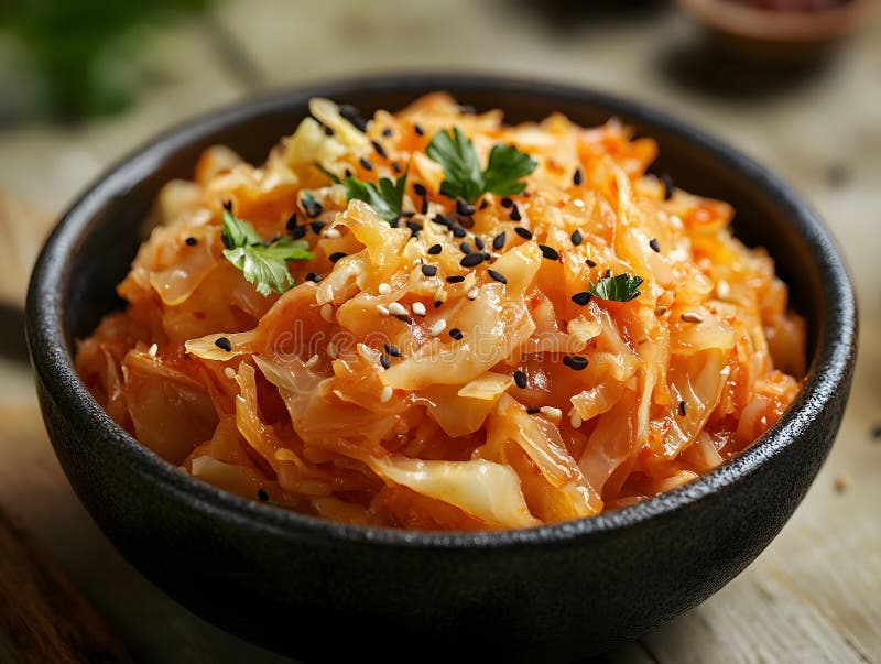 A Bowl of Fermented Cabbage Stock Illustration - Illustration of ...