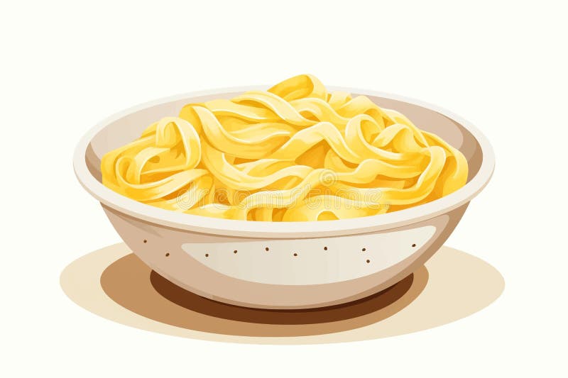 Bowl of Fettucini Isolated Vector Style Illustration Stock Vector ...