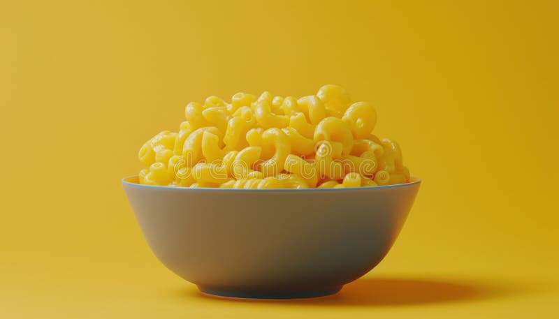 Bowl of Macaroni Pasta Against a Vibrant Yellow Background Stock Image ...
