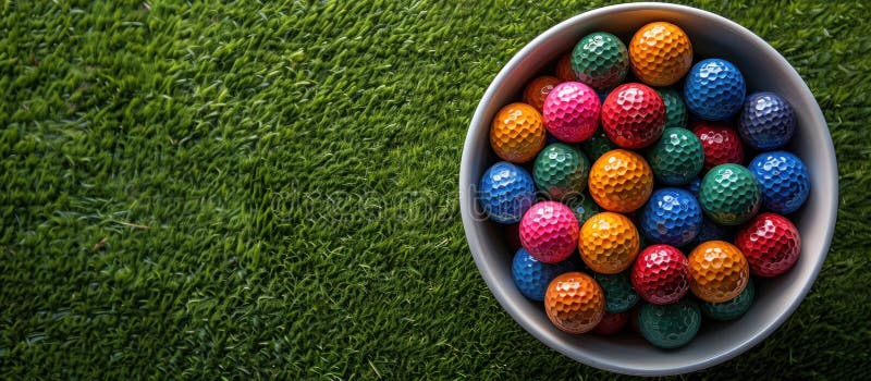 Bowl Filled with Colorful Golf Balls Stock Photo - Image of round ...