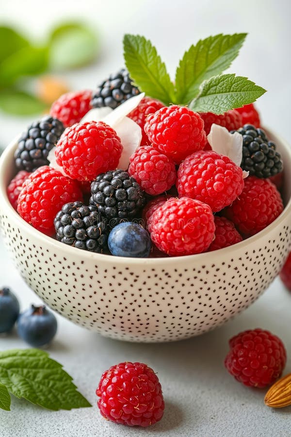 A Bowl Filled with Lots of Different Kinds of Berries Stock Photo ...