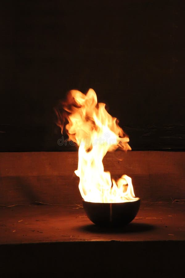 Bowl with fire stock photo. Image of pyrotechnics, circus - 23660946