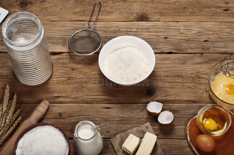 Bowl of Flour with Ingredients for Baking Stock Image - Image of easter ...