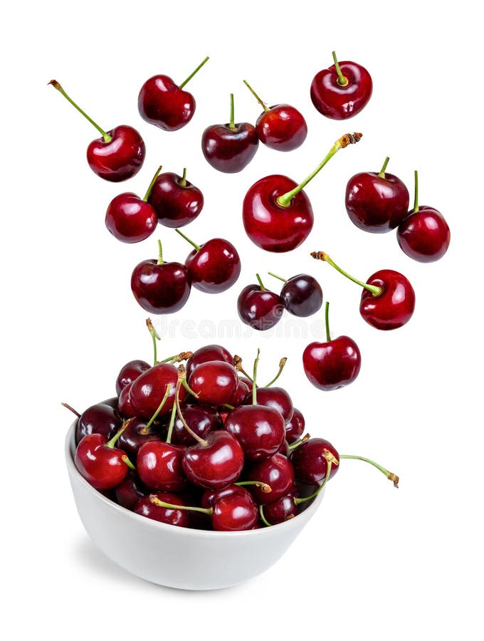 A Bowl with Flying Cherries, Fruit Stock Image - Image of fruit, fresh ...