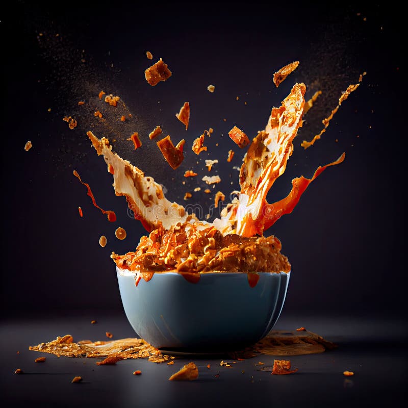 A Bowl of Food Exploding Out of it Stock Illustration - Illustration of ...