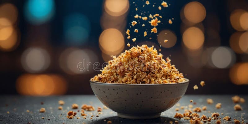 A Bowl of Food with a Lot of Crumbs on it. Stock Illustration ...