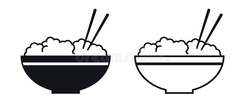 Bowl with Food Rice Bowl Symbol Stock Vector - Illustration of bowl ...