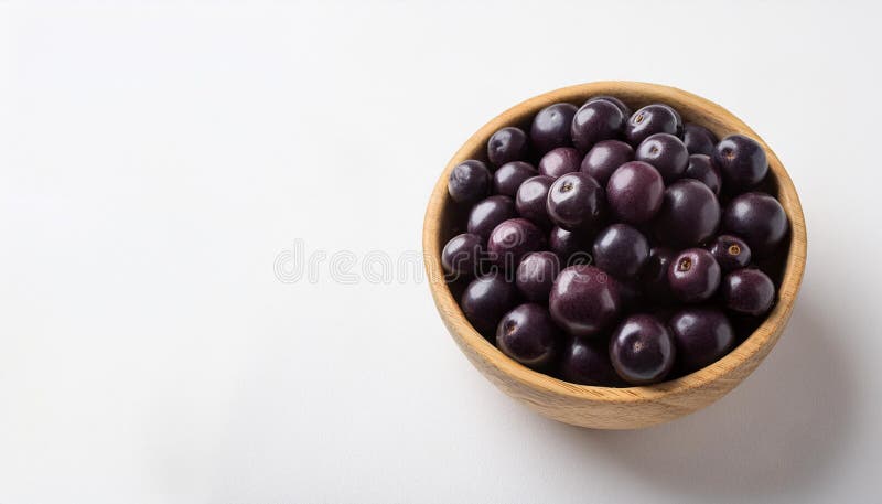 Bowl of Fresh Acai Berry on White Background Stock Illustration ...