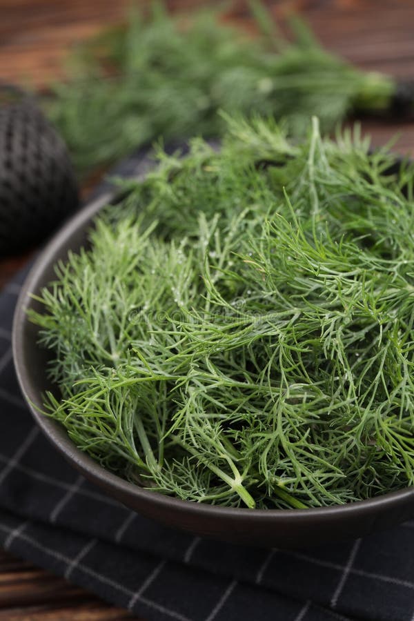 Bowl of Fresh Dill on Table, Closeup View Stock Photo - Image of herbal ...