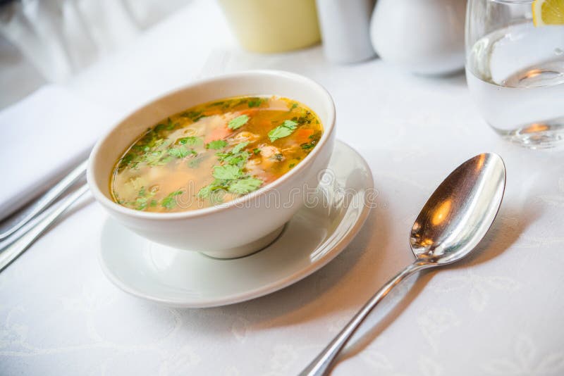 Bowl of Fresh Fish Soup stock image. Image of gourmet - 87740595