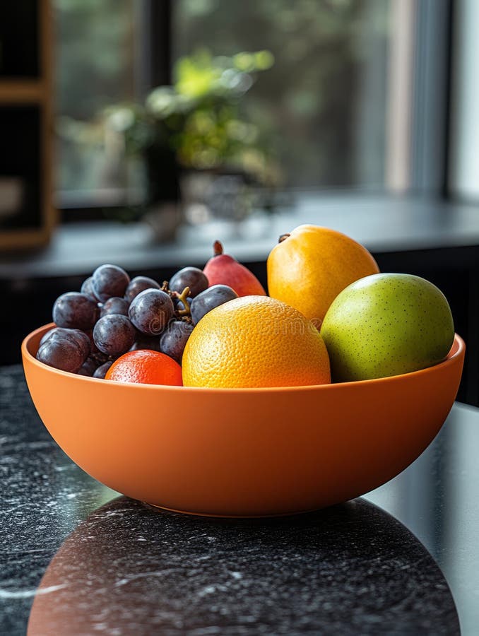 A Bowl of Fresh Fruit on a Kitchen Counter. Stock Photo - Image of ...