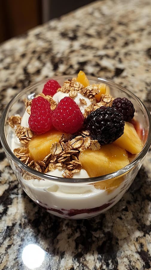 A Bowl of Fresh Fruit Yogurt Parfait with Layers of Fruit, Yogurt, and ...