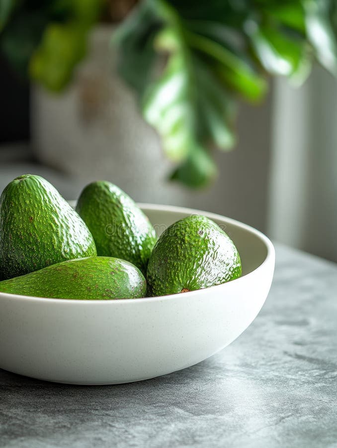 Bowl Fresh Green Avocados Kitchen Counter Stock Photos - Free & Royalty ...