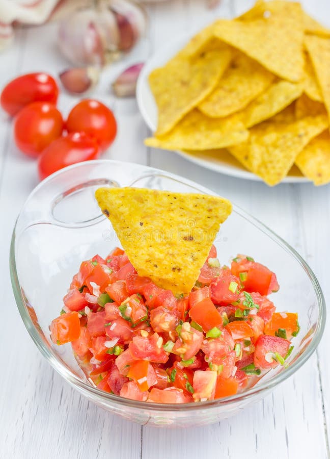 Bowl of Fresh Homemade Salsa Dip and Ingredients Stock Photo - Image of ...