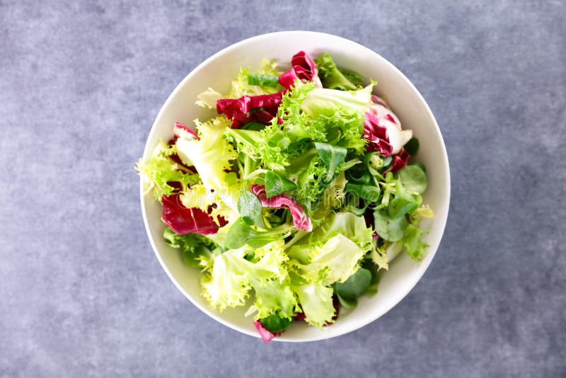 Bowl of fresh lettuce stock photo. Image of view, dinner - 214300152