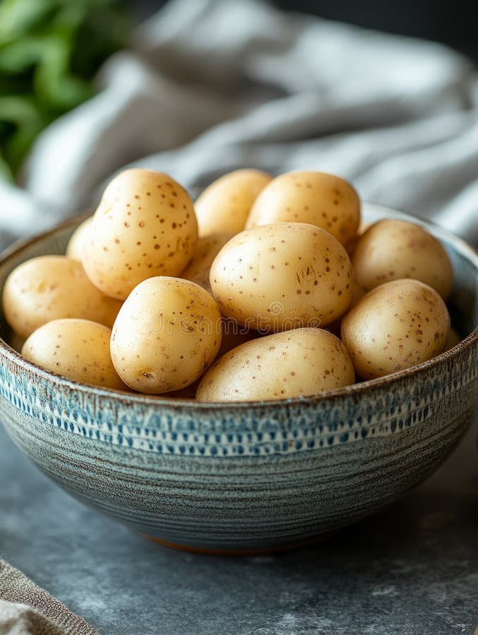 A Bowl of Fresh Raw Potatoes on a Kitchen Counter. Stock Image - Image ...