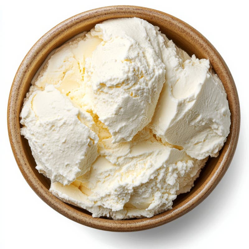 A Bowl of Fresh Ricotta Cheese, Isolated on a White Background ...