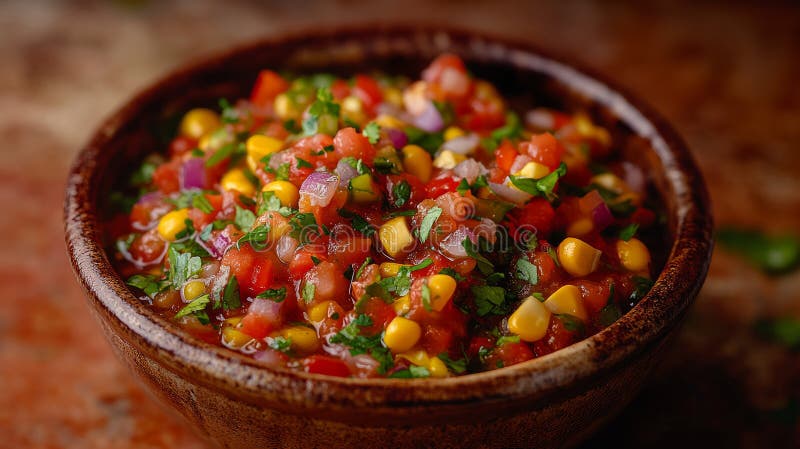 Bowl of Fresh Salsa with Corn and Vegetables. Stock Image - Image of ...