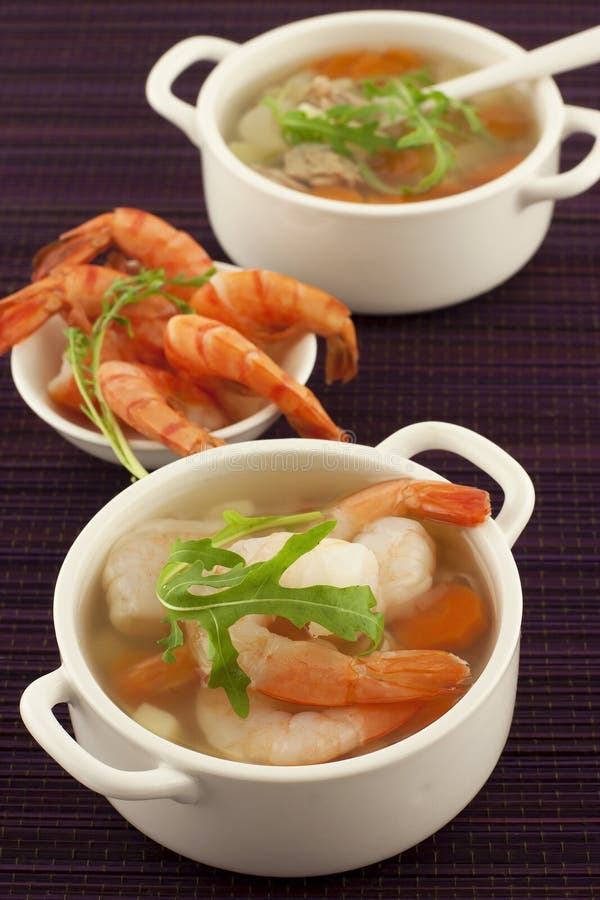 Bowl of fresh seafood soup stock photo. Image of cuisine - 31416430