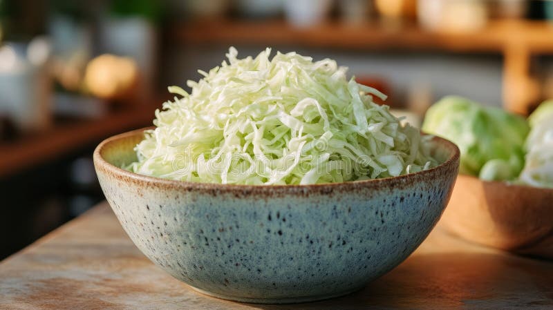 Bowl Fresh Shredded Cabbage Rustic Kitchen Setting Stock Photos - Free & Royalty-Free Stock ...