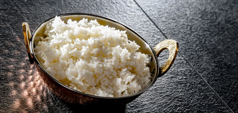 A Bowl of Freshly Cooked Basmati Rice Stock Image - Image of kadai ...