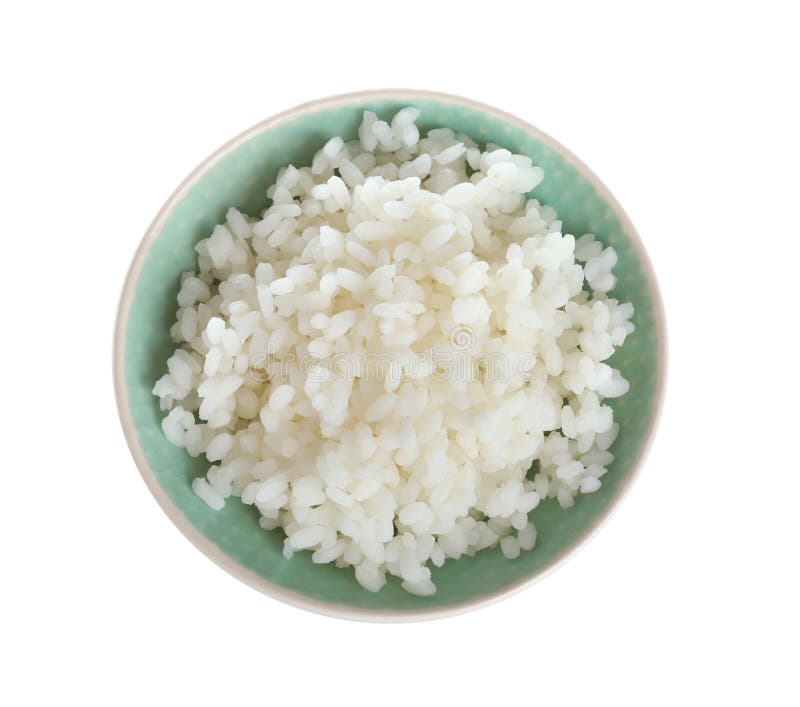 Bowl with Freshly Cooked Rice on White Background Stock Image - Image ...