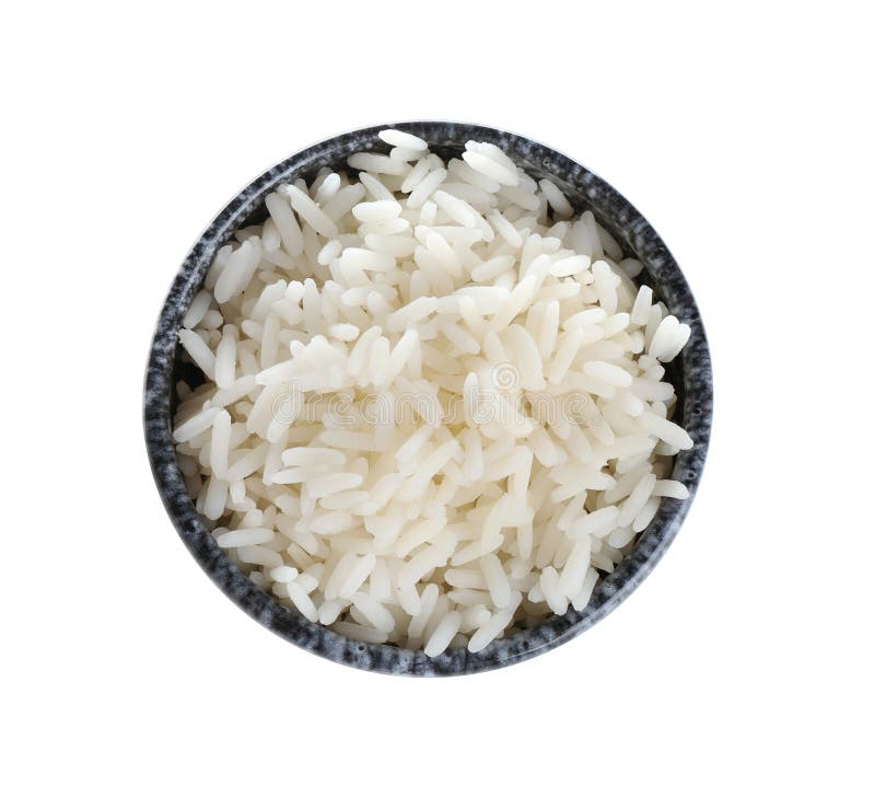 Bowl with Freshly Cooked Rice on White Background Stock Photo - Image ...