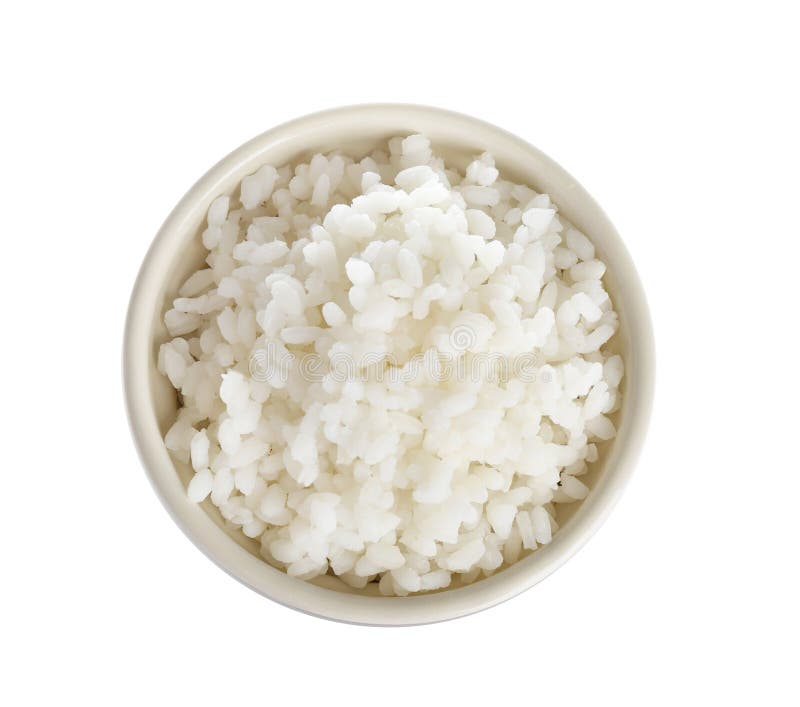 Bowl with Freshly Cooked Rice on White Background Stock Image - Image ...