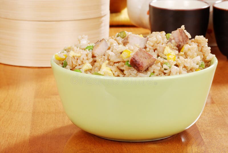 Bowl of fried asian rice stock photo. Image of peas, asian - 23809572