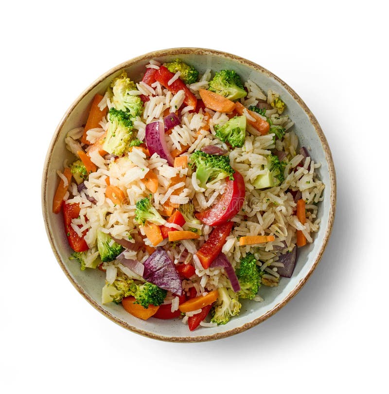 Bowl of Fried Rice with Vegetables Stock Photo - Image of dinner ...