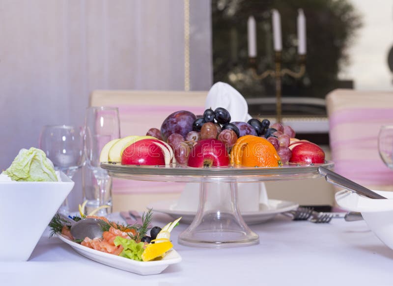 Bowl of Fruit on the Holiday Table, Table Setting, Table Setting Stock ...