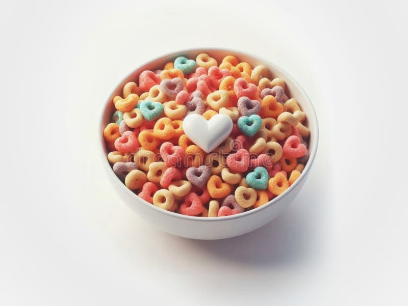 A Bowl Full of Heart Shaped Cereal Stock Image - Image of cereal ...