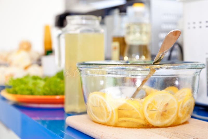Bowl Full of Lemon Slices stock photo. Image of glass - 22480040