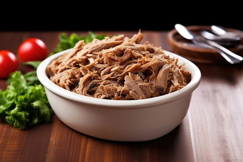 A Bowl Full of Pulled Pork Ready To Serve with Vinegar Sauce Stock Photo - Image of comfort ...