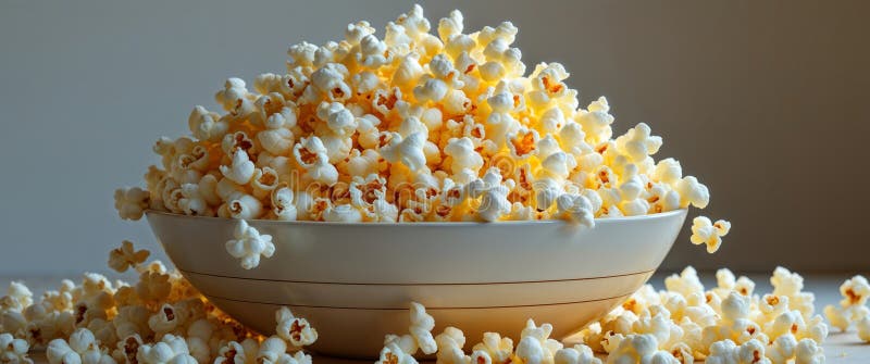 Bowl Full of Yellow Popcorn for Snack Time. Stock Image - Image of ...